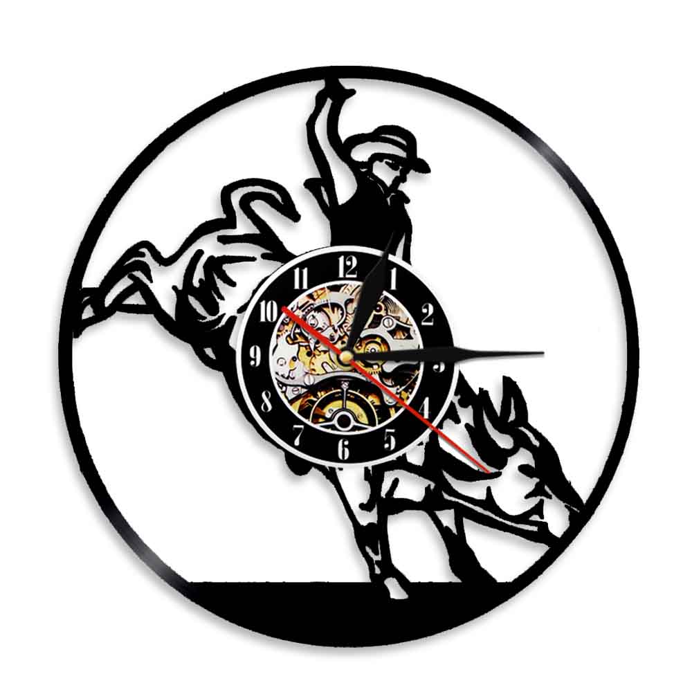 Cowboy Vinyl Record Wall Clock Rodeo Decorative Cl... – Grandado
