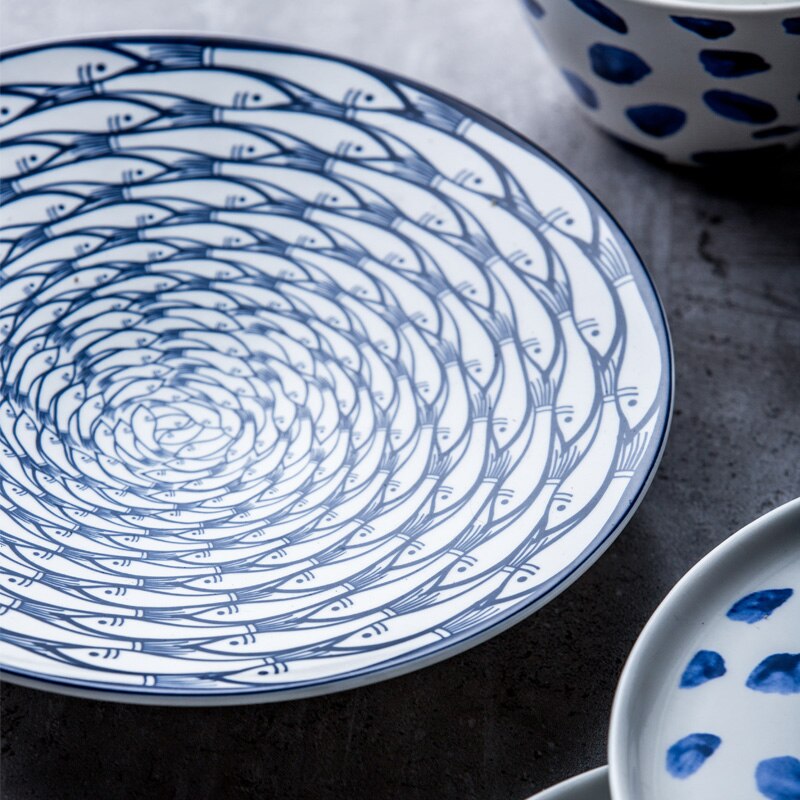 8 Inch Ceramic Dinner Plates Round Fish Printed On... – Grandado