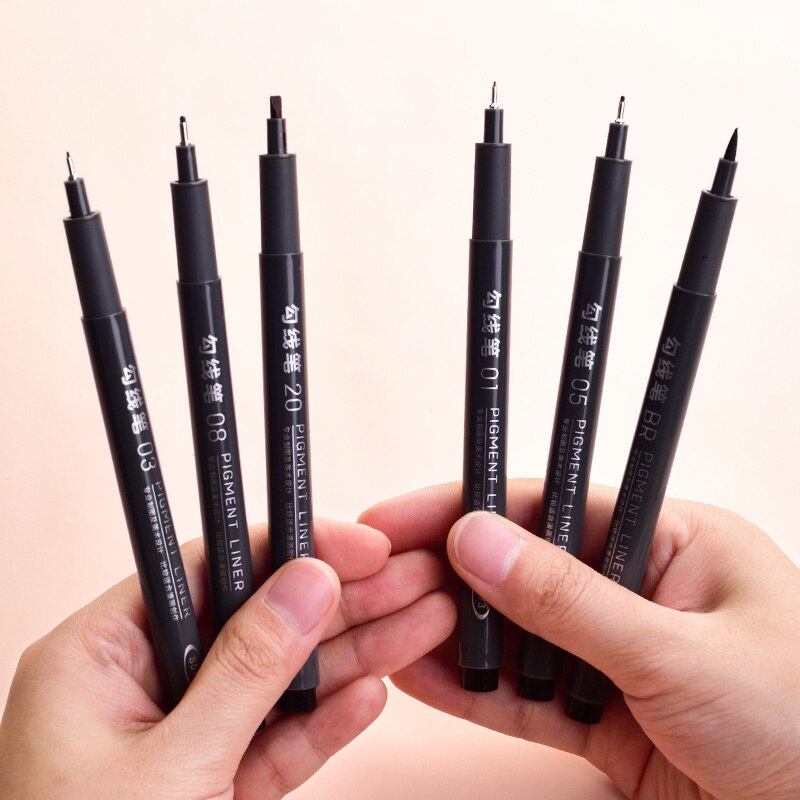 6 Fineliner Pen Set Out Line Marker Pens Waterproo... – Grandado