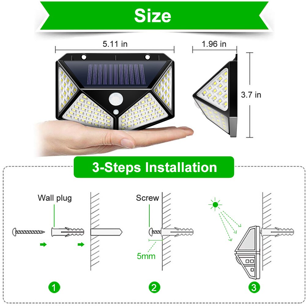 MyLamp LED Solar Light Outdoor Sun Power 100 Chips... – Grandado