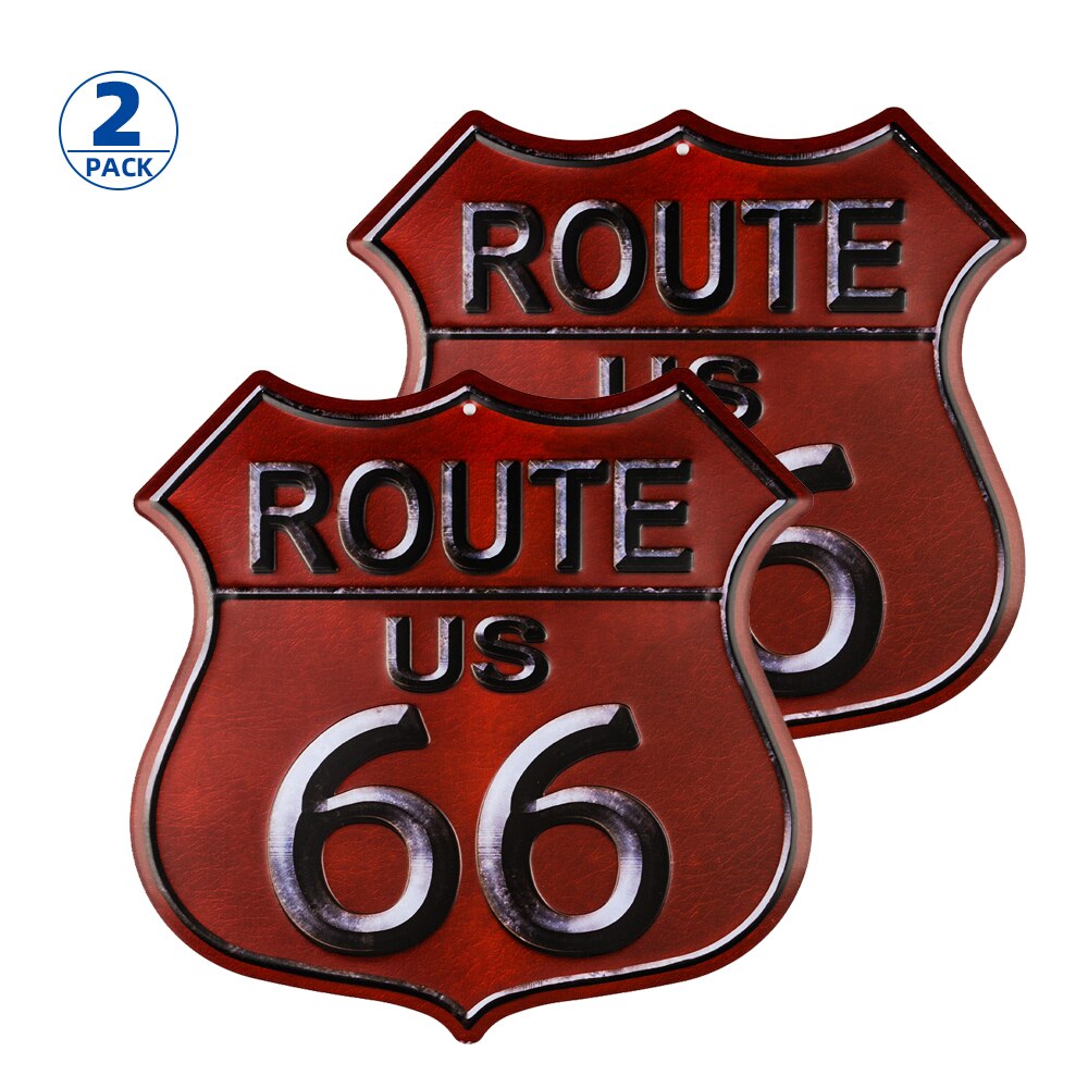 DL-2-Pack Rusty Highway Route 66 Metal Sign US Mad... – Grandado