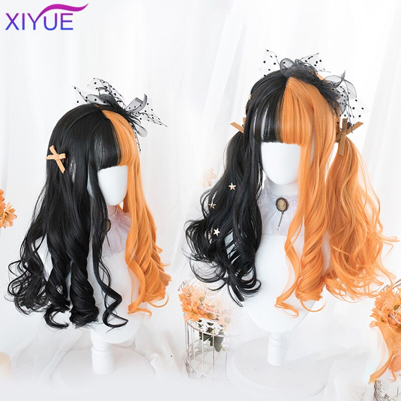 Orange And Black Wig Glueless Long Straight Wavy H... – Grandado