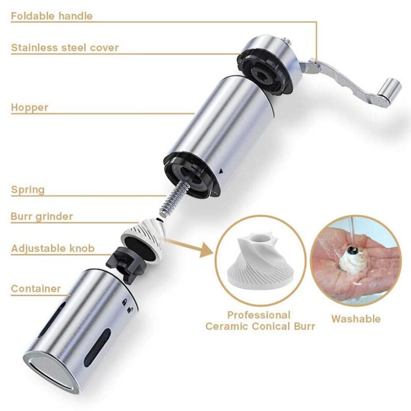 Portable Coffee Grinder Stainless Steel Adjustable... – Grandado