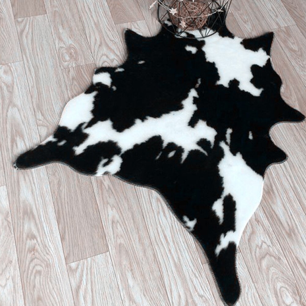 78x105cm Imitation Cow Print Rug Black and White F... – Grandado