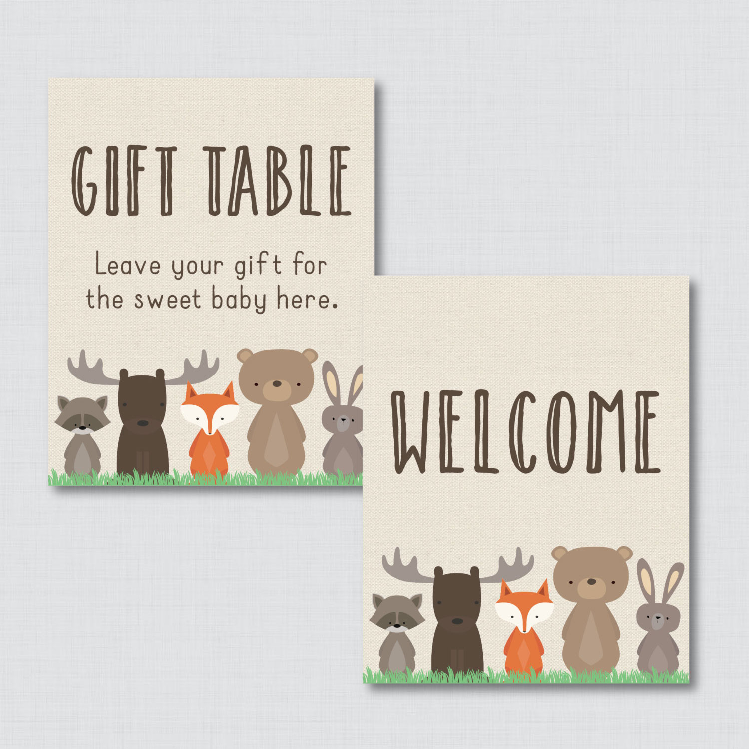 Woodland Theme Baby Shower Table Signs - 6 Signs! ... – Grandado