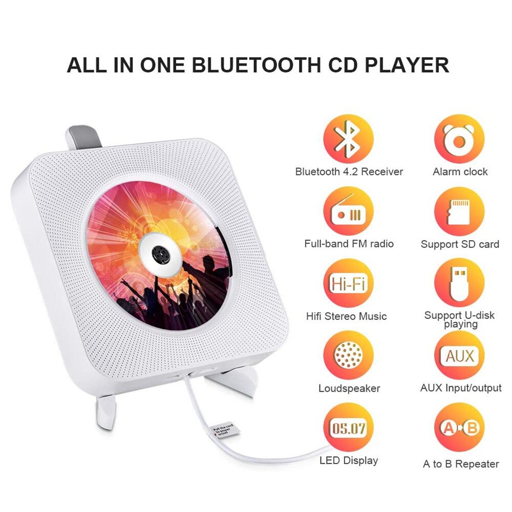 Wall Mounted CD Player With Bluetooth Support FM R... – Grandado