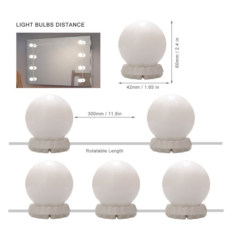 USB LED Makeup Mirror Light Bulb Hollywood Vanity ... – Grandado