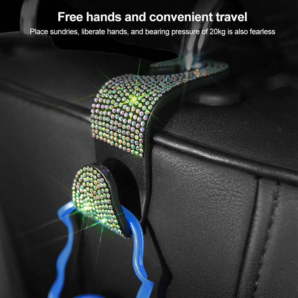 2pcs Rhinestone Car Headrest Hook Grocery Space Sa... – Grandado