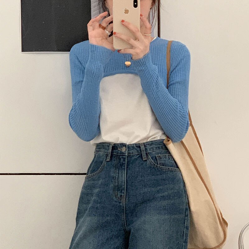 5 colors korean style autumn soild color knitted s... – Grandado