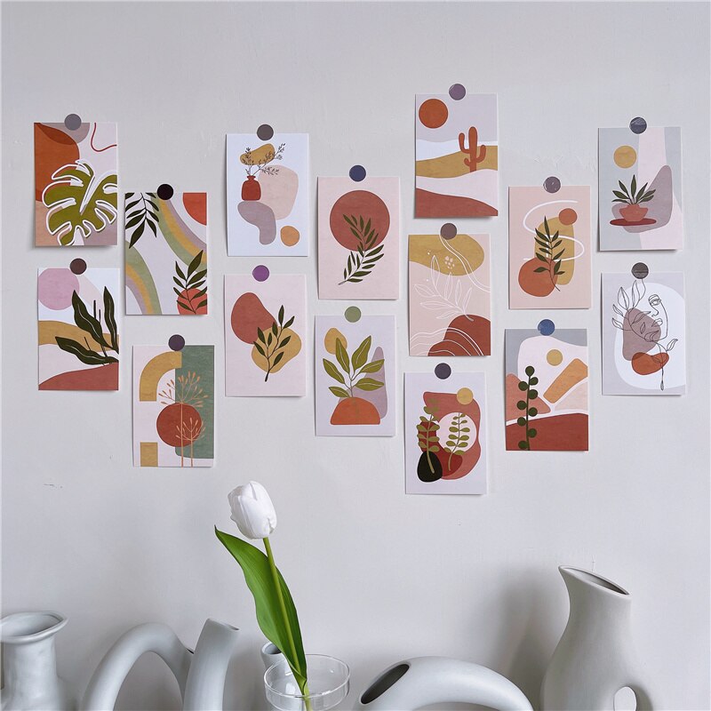 Ins Vintage Abstract Green Plant Art Postcards Roo... – Grandado