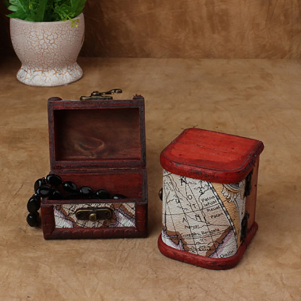 1pc Vintage Small Metal Lock Jewelry Treasure Chest Case Manual Wood ...