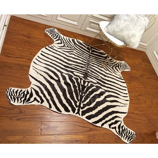 Zebra Tapijt voor Woonkamer Koeienhuid strpe faux ... – Grandado