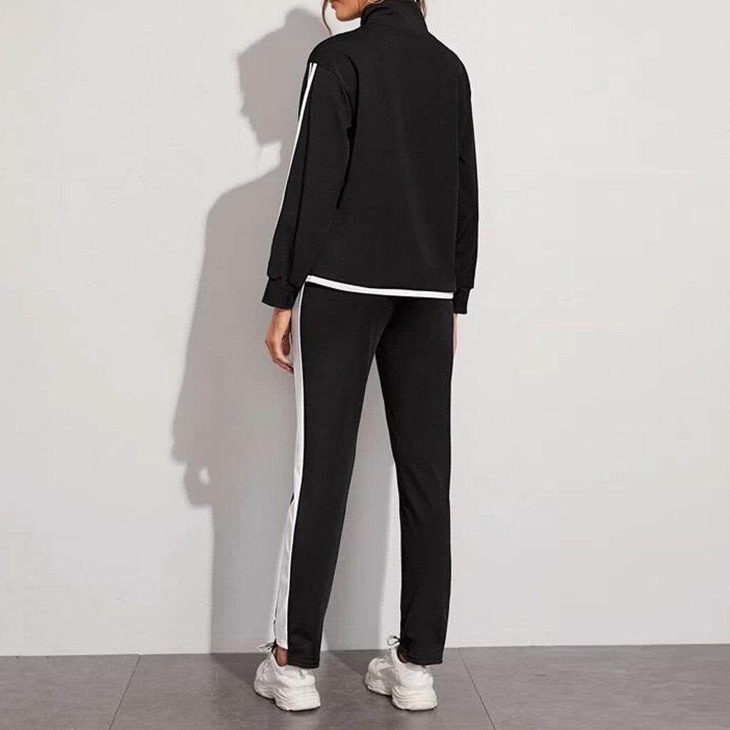 Spring Women Splice Two Piece Sportwear Zipper Lon... – Vicedeal