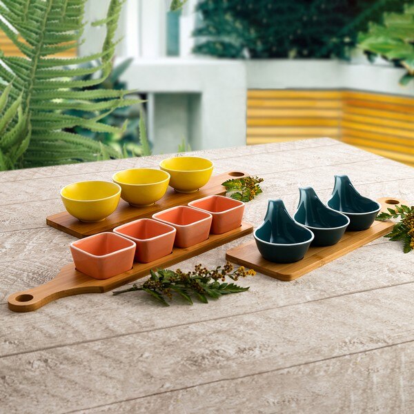 Appetizer Set Bidasoa Aruba Porcelain Squared wood... – Vicedeal