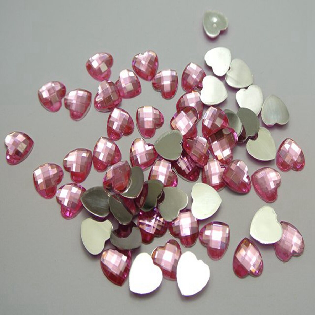 200 Mixed Color Acrylic Faceted Heart Flatback Rhi... – Vicedeal