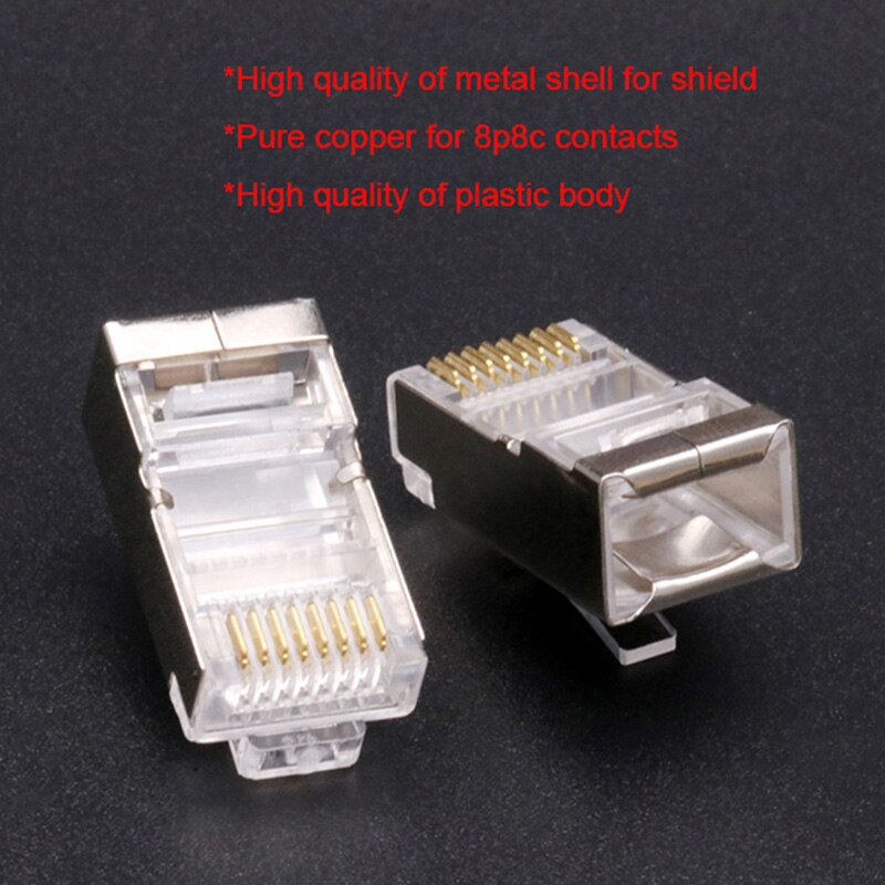 10Pcs Afgeschermde RJ45 Connector, Zuiver Koper 8p... – Grandado