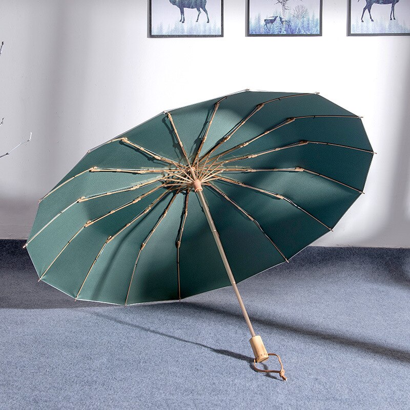 16 Bone Manual Three Folding Reverse Umbrella Rain... – Grandado