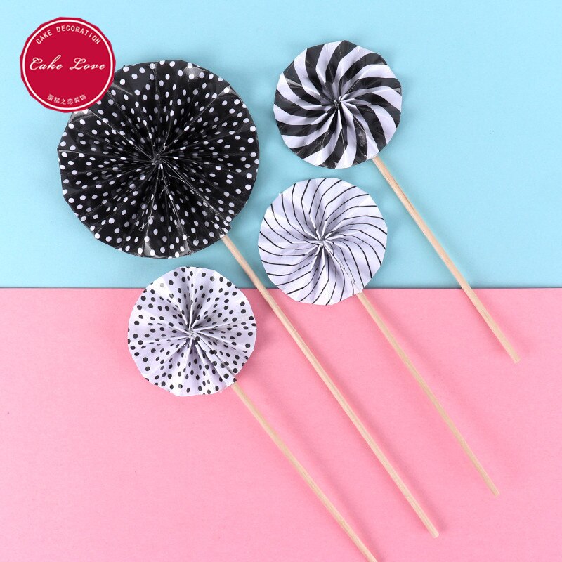 4 Stks/partij Mini Papier Fan Cake Cupcake Toppers... – Grandado