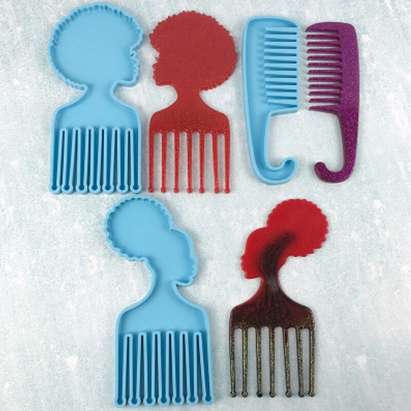 African Men Women Heads Shaped Combs Epoxy Resin M... – Vicedeal