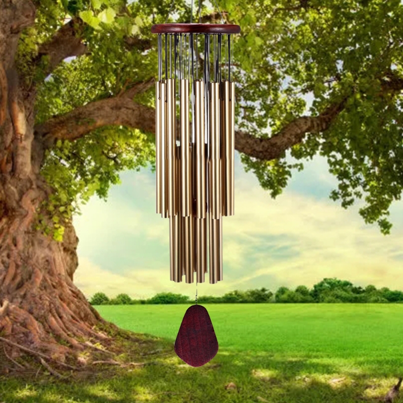 Handmade Wind Chimes 27 Tubes Large Outdoor Wooden... – Grandado