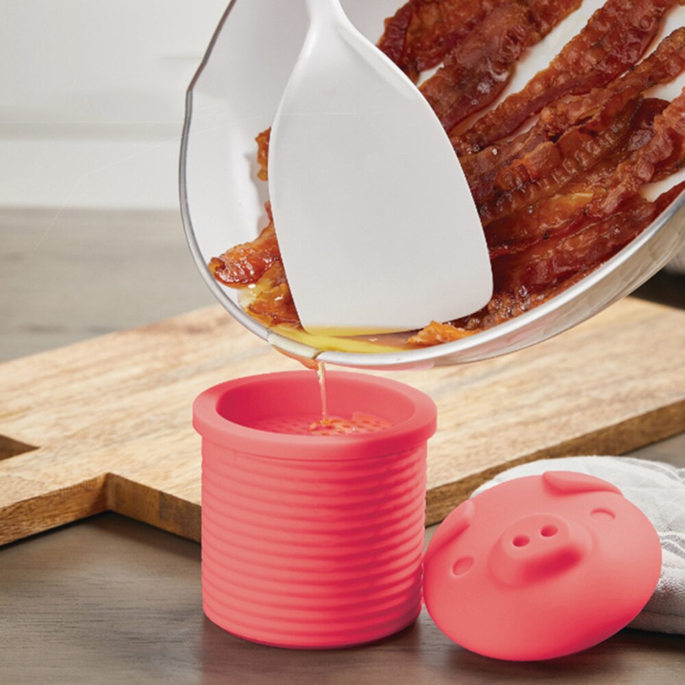 Bacon Grease Container With Strainer Bacon Silicon... – Grandado