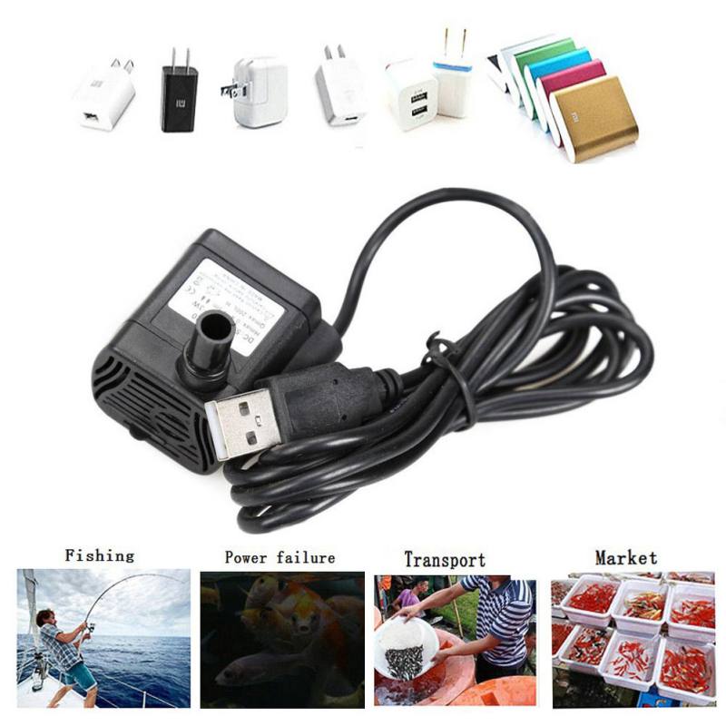 Mini Ultra-quiet Brushless USB Water Pump 5V 70cm Submersible Fountain ...
