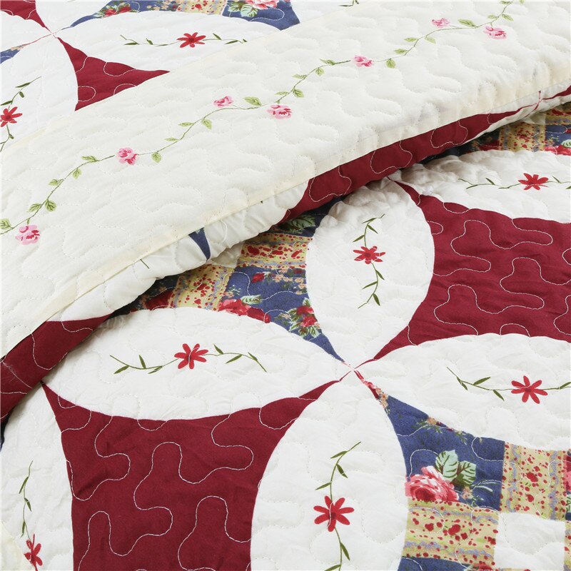 3PCS European style printed parchwork Floral Quilt... – Grandado