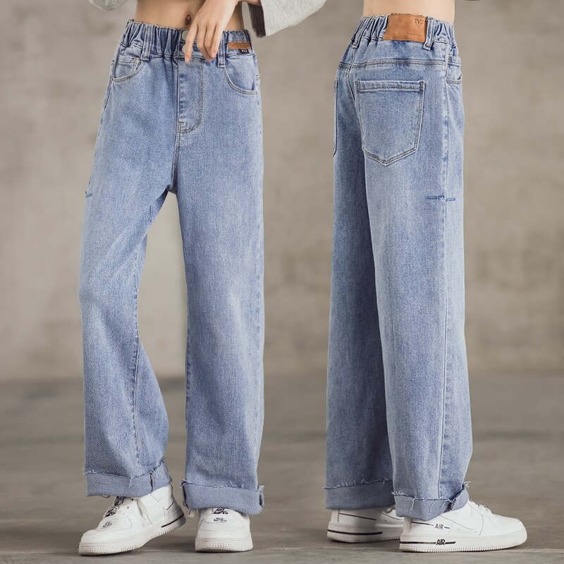 Spring Summer Girls Jeans Cotton Wide Leg Pants Lo... – Grandado