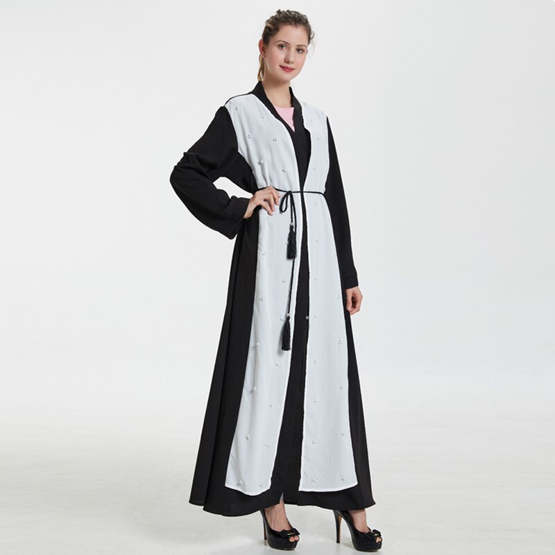 F8866-2 Muslim cardigan robe handmade pearl Abaya ... – Grandado