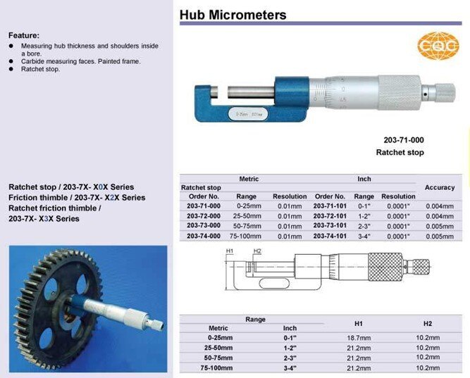 Hub Micrometers 25-50mm.1-2inch.203-72-000 Wiel mi... – Grandado