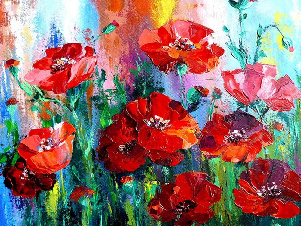 AZQSD Drawing By Numbers Poppy Acrylic Paint Hand ... – Grandado