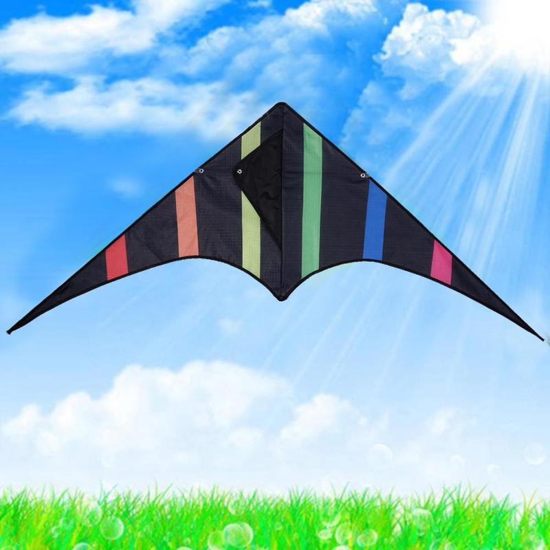 120 * 55 Cm Black Striped Triangle Kite With 30m K... – Vicedeal