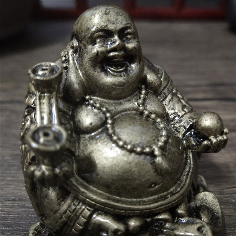 Lucky Laughing Buddha Statue Bronze Ornaments Resi... – Grandado