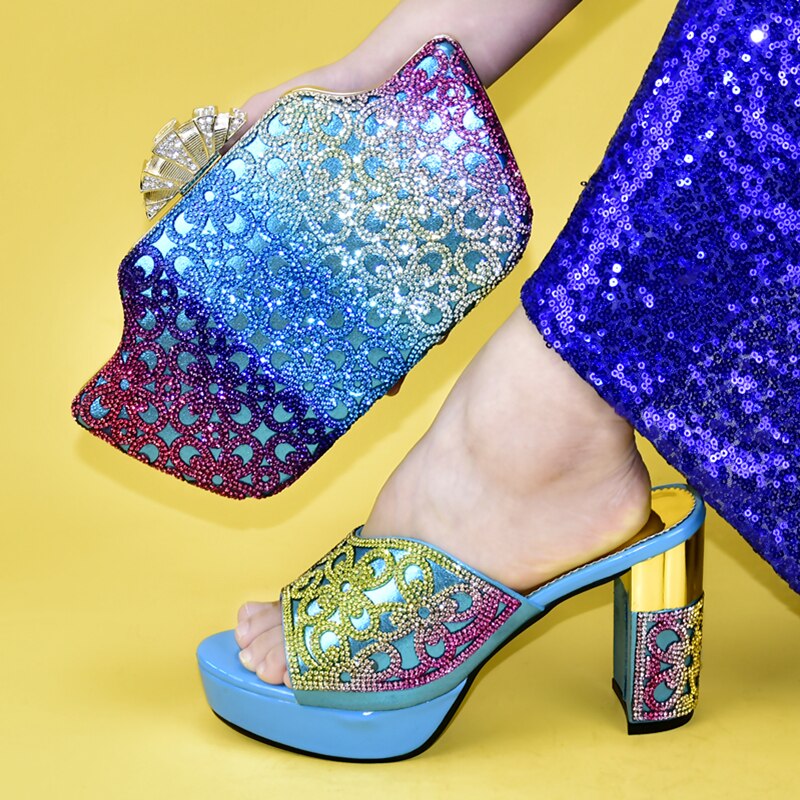 Italian Ladies Shoes and Bag To Match Set with Rhi... – Grandado