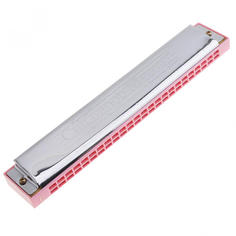 24 Holes Stainless Steel Pink Tremolo Harmonica Ha... – Vicedeal
