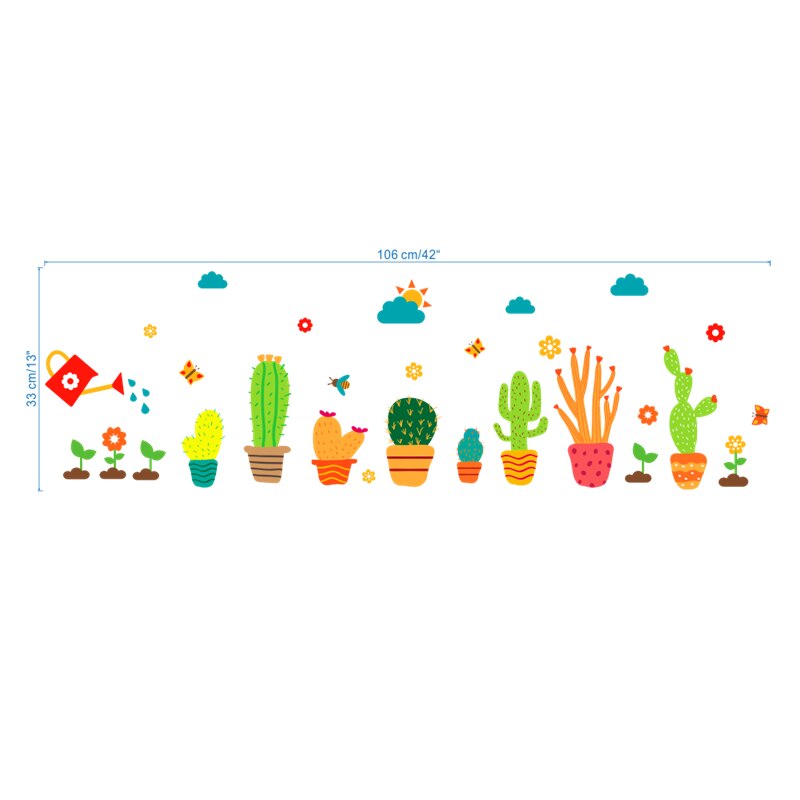 vivid garden potted plants cactus wall stickers fo... – Grandado