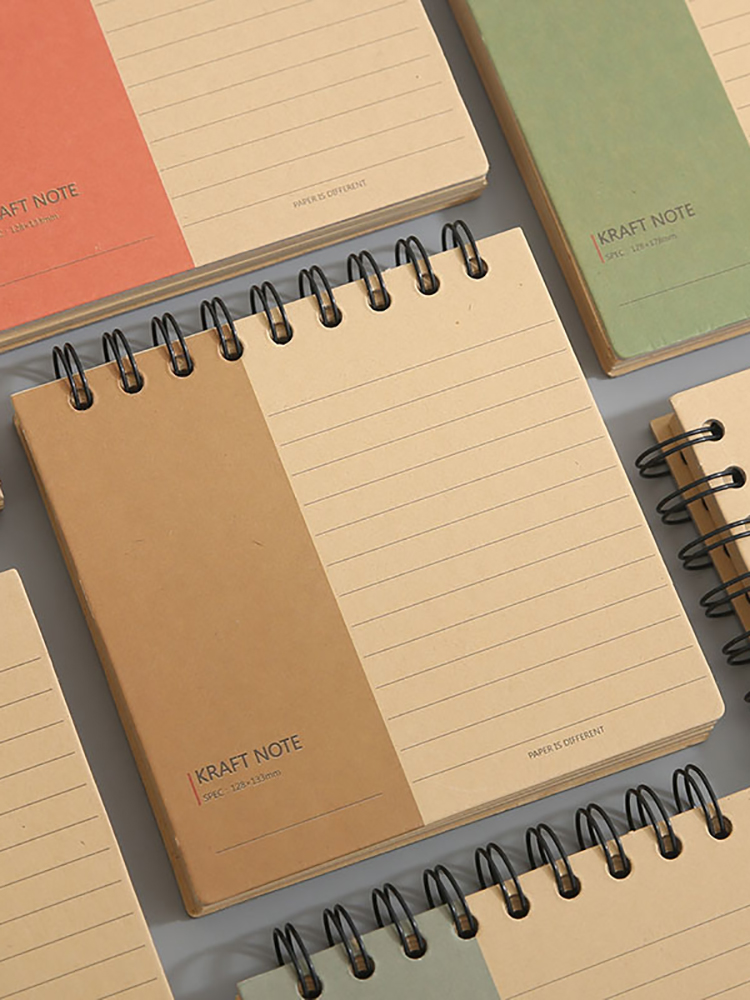 Kraft Note 120 Sheets Line Paper Coil Book Tip-up ... – Grandado