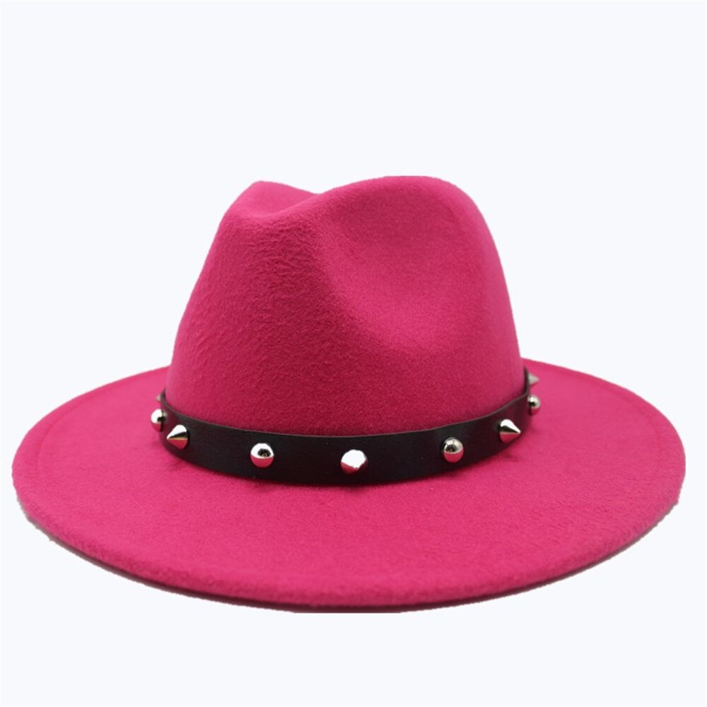 Women Men Fedora Hat With Punk Rivet Outdoor Trave... – Vicedeal