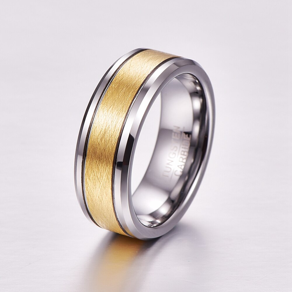 Nuncad Mannen 8Mm Goud Kleur Brushed Center Twee G... – Vicedeal