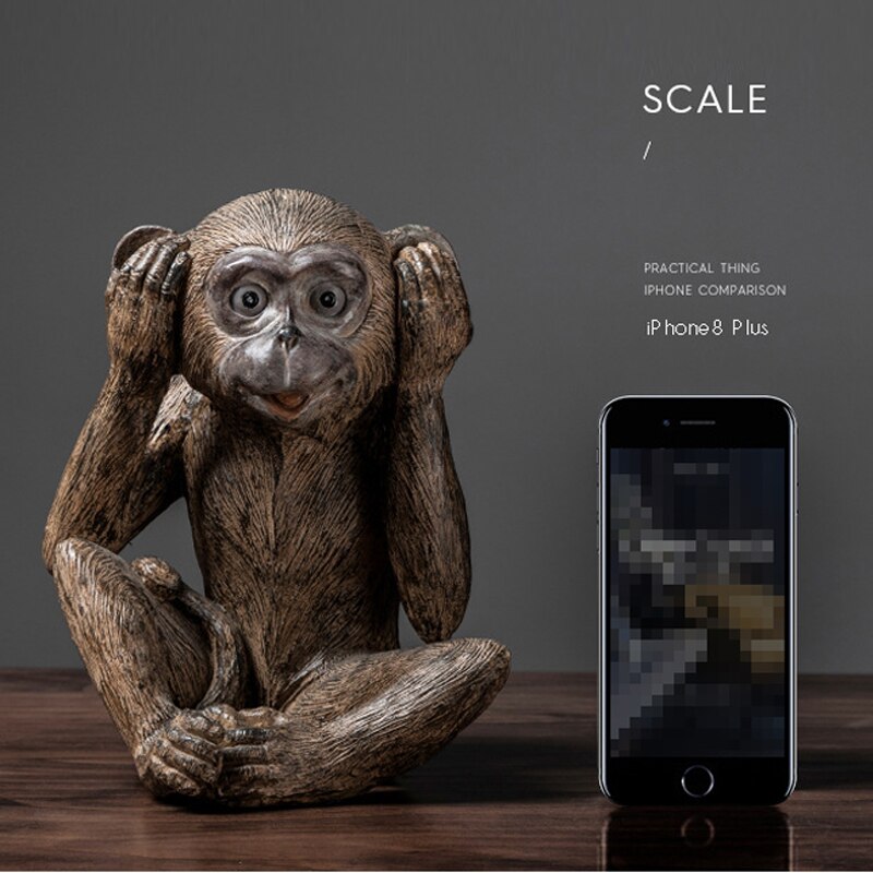 Nordic Vintage Three Monkey Animal Statues Decorat... – Grandado