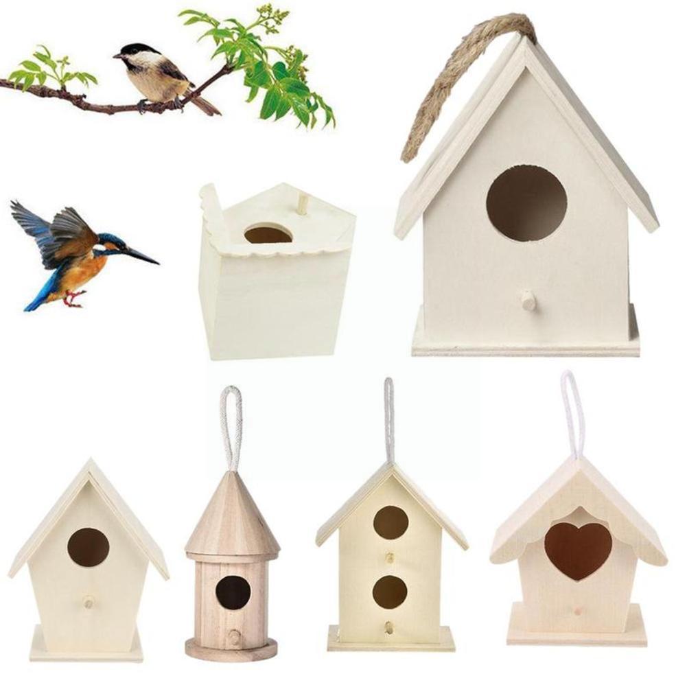 Wooden Bird Simple Nest Hanging Bird House Natural... – Vicedeal