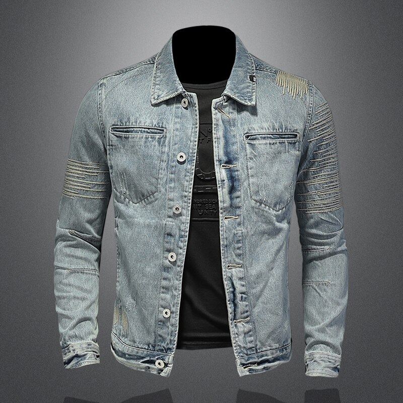 Mannen Denim Jas Trend Lente En Herfst Jas Denim J... – Vicedeal
