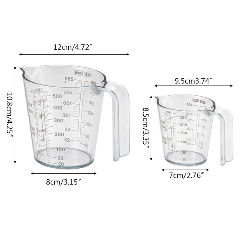 250/500ml Graduated Clear Plastic Measuring Cup fo... – Grandado