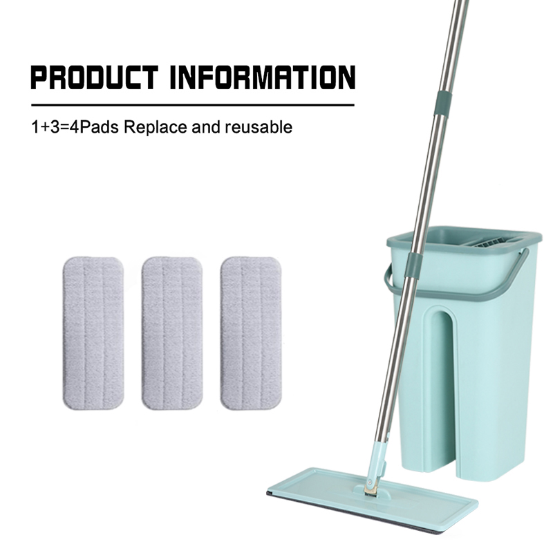 Squeeze Flat Mop Bucket Set Thicken Bucket Floor M... – Grandado