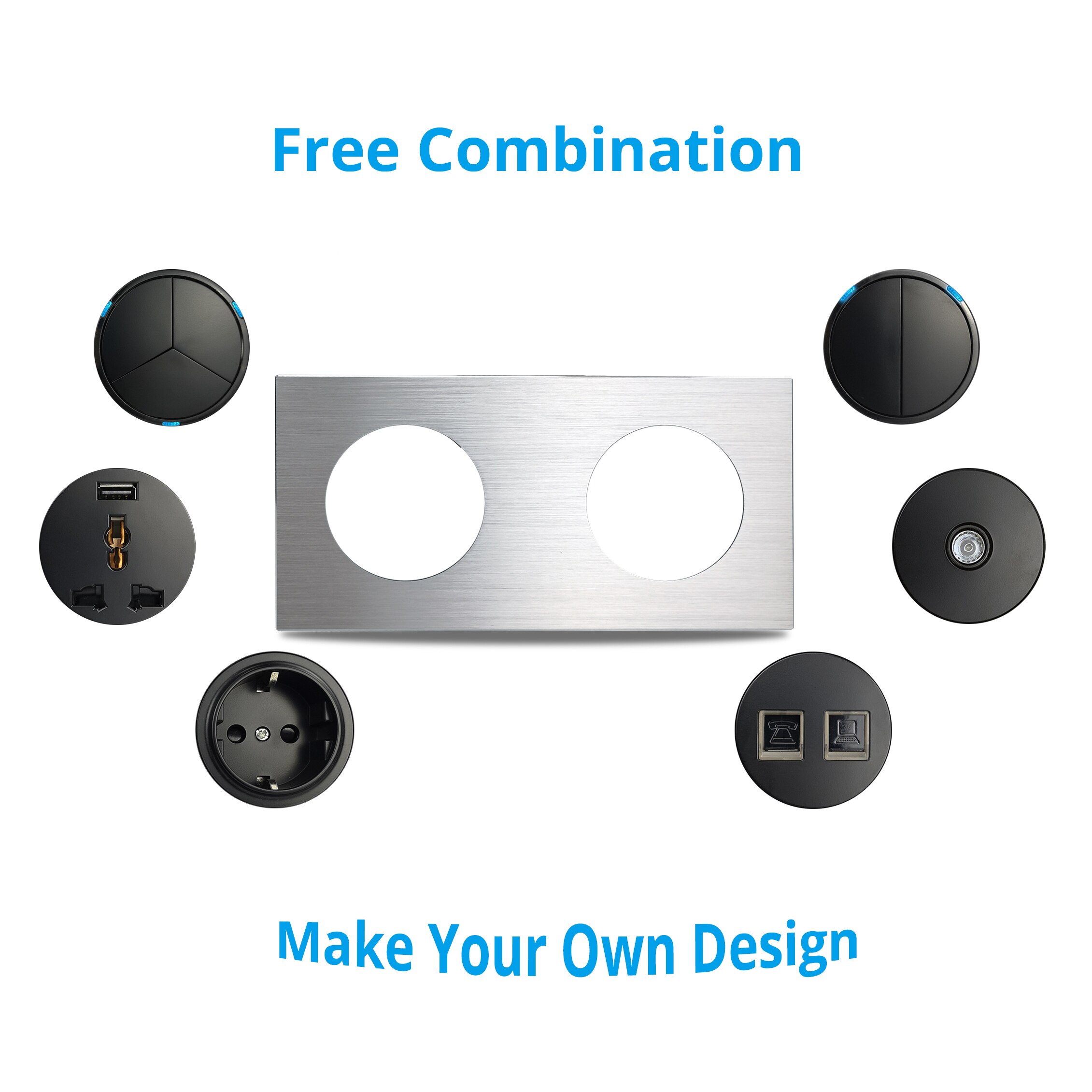 L6 DIY Quintuple 5 Frame Silver Panel Brushed Alum... – Grandado