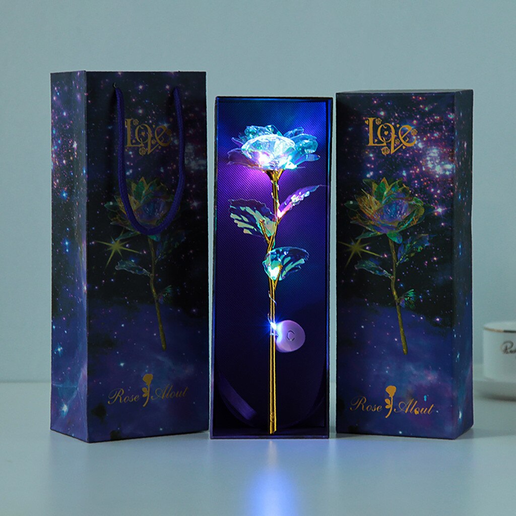 1PCS Simulation Gold Foil Rose Flower Rainbow Vale... – Grandado