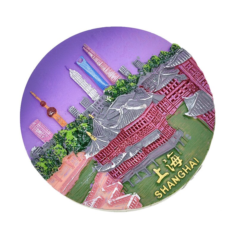 Shanghai Scenic Fridge Magnet Lujiazui Round Shape... – Grandado