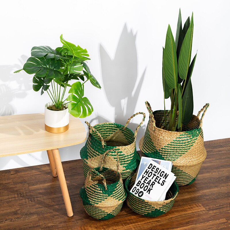 Handmade Seagrass Basket Rattan Hanging Garden Flo... – Grandado