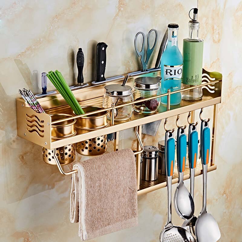 Golden Kitchen Storage Aluminium Spice Rack Cabine... – Vicedeal