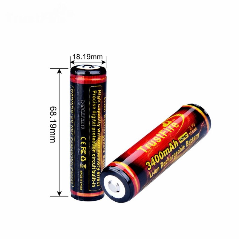2 Pack Button Top 3.7V 3400mAh 18650 Li-ion Rechar... – Grandado